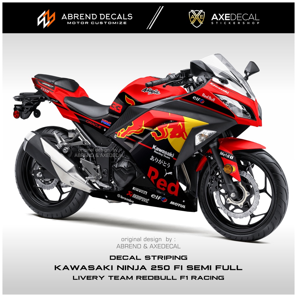 Jual Decal Striping Ninja 250 Fi SemiFull Redbull Racing / Stiker Motor ...