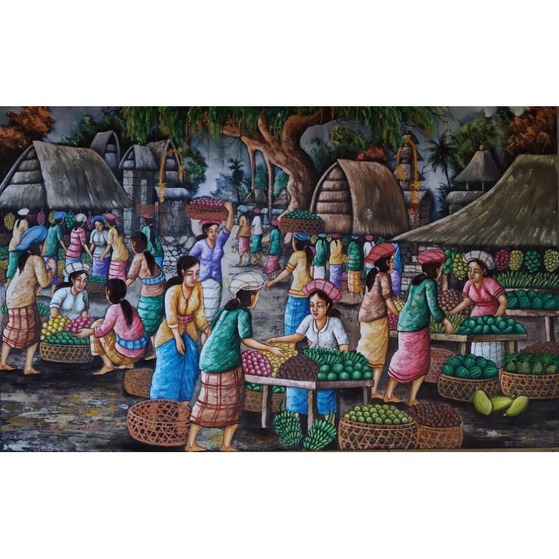 Jual Lukisan pasar buah | Lukisan tradisi | Lukisan indah | Lukisan ...