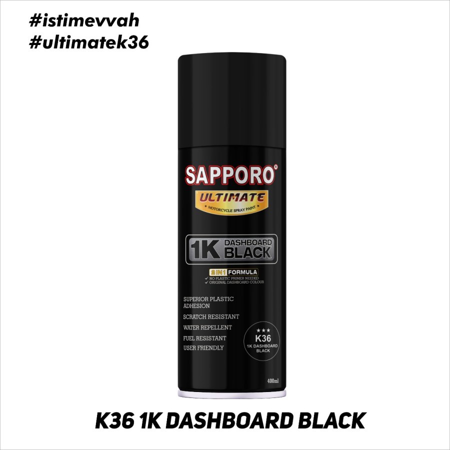Jual Cat Semprot Sapporo Ultimate K36 1K Dashboard Black 400ml | Shopee Indonesia