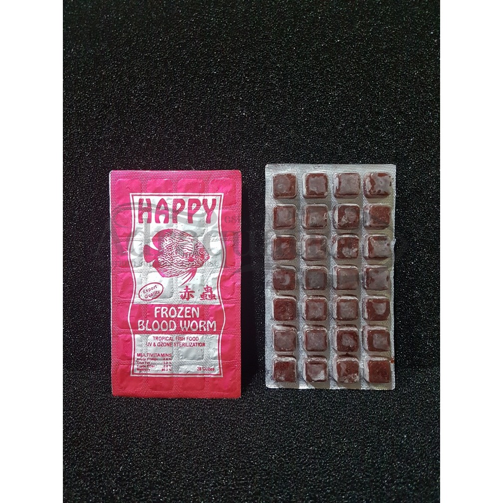 Jual CACING BEKU HAPPY 100GR 100 GRAM CABEK ES FROZEN BLOODWORM PAKAN ...