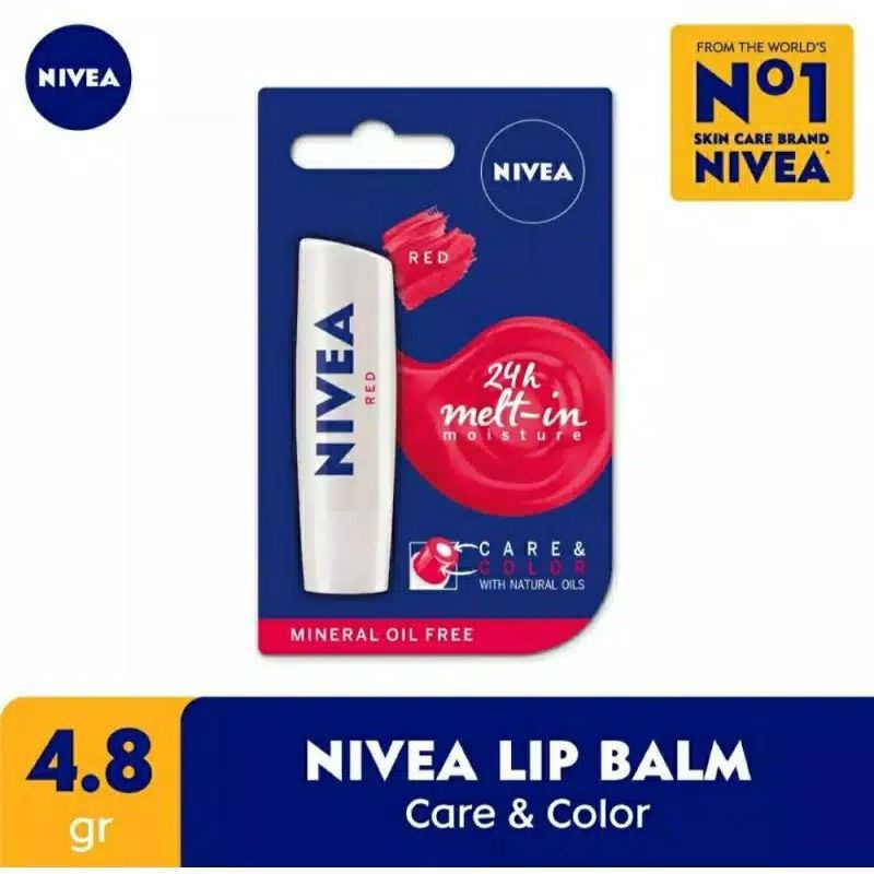 Jual Nivea Care & Color Red Lip Balm 4.8gr | Nivea Lip Care Lip Balm ...