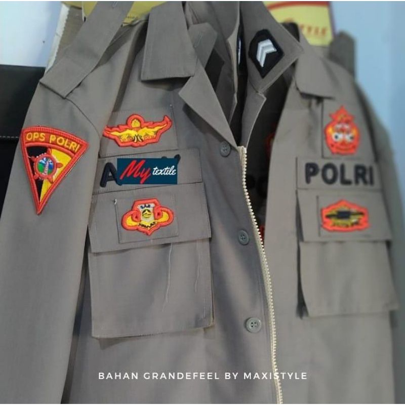 Jual 1 stel seragam Pdl Polri bahan Grandefeel lengkap bordir timbul ba ...