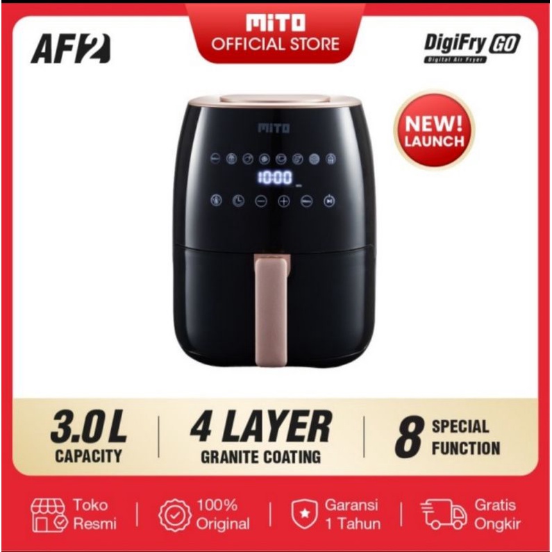 Jual MITO Air Fryer AF2 GO Digifry / AF 2 Air Frayer Low Watt | Shopee ...