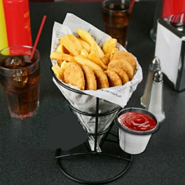 Jual french fries stand wadah kentang goreng cone display fries snack ...