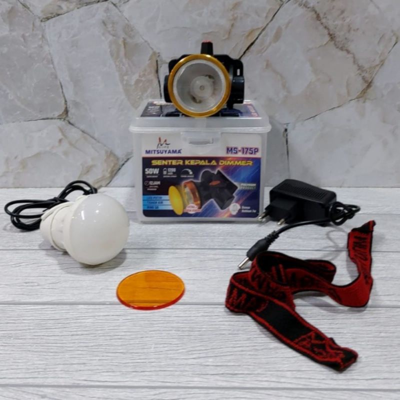 Jual Senter kepala mitsuyama LED PUTIH 50 watt DIMMER MS -175P + Bohlam | Shopee Indonesia