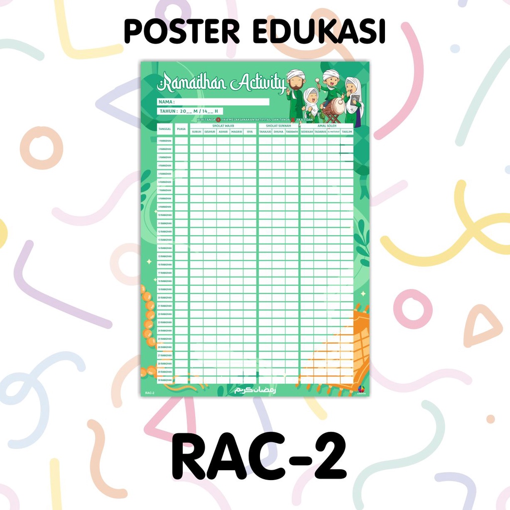 Jual Poster Checklist EDISI RAMADHAN ACTIVITY - Ceklist Aktifitas Ramadhan best | Shopee Indonesia