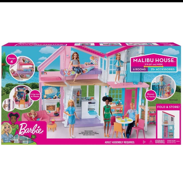 Jual Rumah Boneka Barbie Malibu House 2 Story / lantai 6 Rooms Home ...