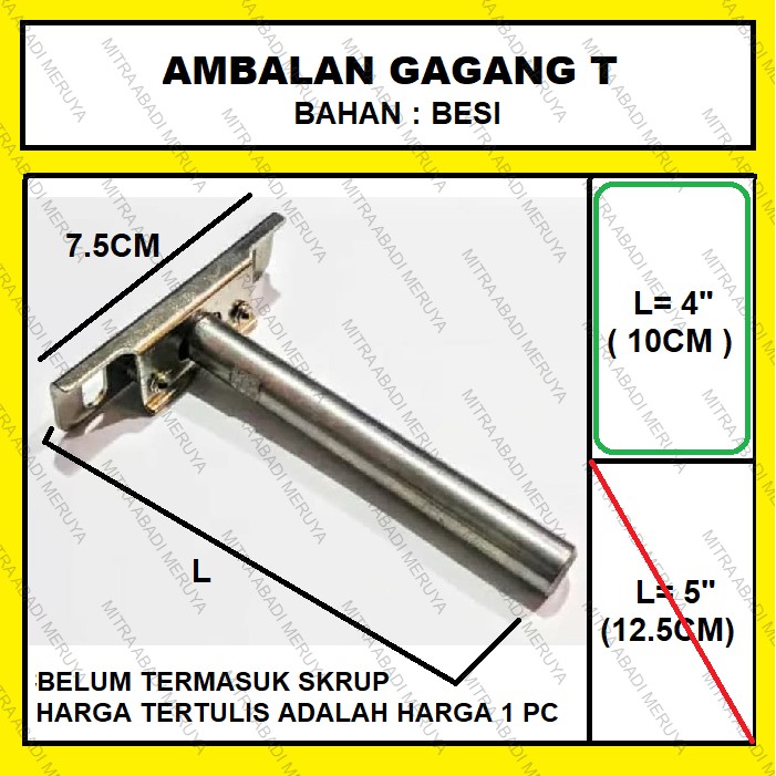 Jual Penyangga Ambalan Besi T Bracket Gagang T 4" 10cm | Shopee Indonesia