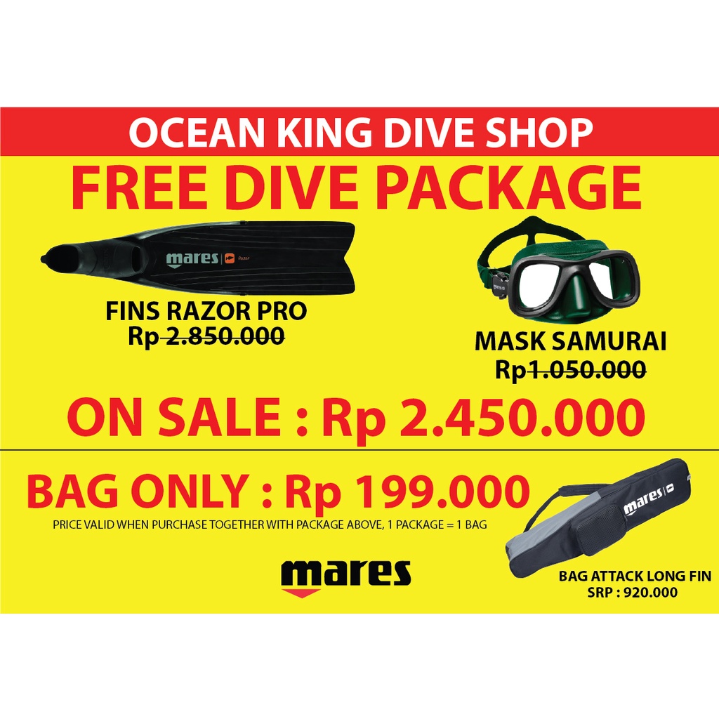 Jual PROMO!! PAKET LONG FIN MARES RAZOR PRO + FREE MASK MARES SAMURAI X ...