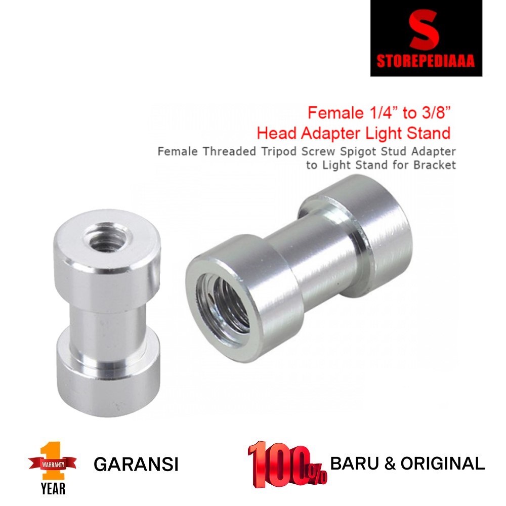 Jual Female Spigot 1/4-3/8 Screw Baut Adapter Converter Light Stand ...