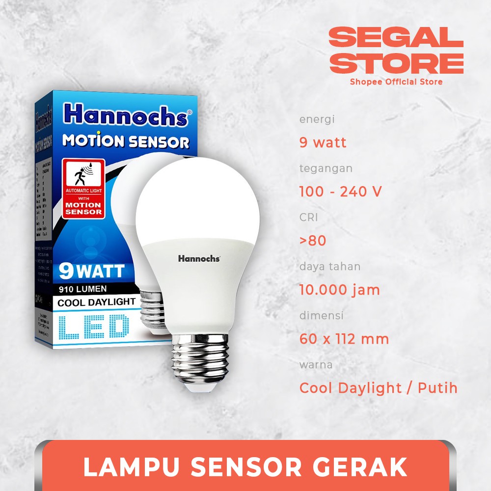 Jual Lampu LED Sensor Gerak Cahaya Putih 9 Watt - Hannochs - Otomatis ...