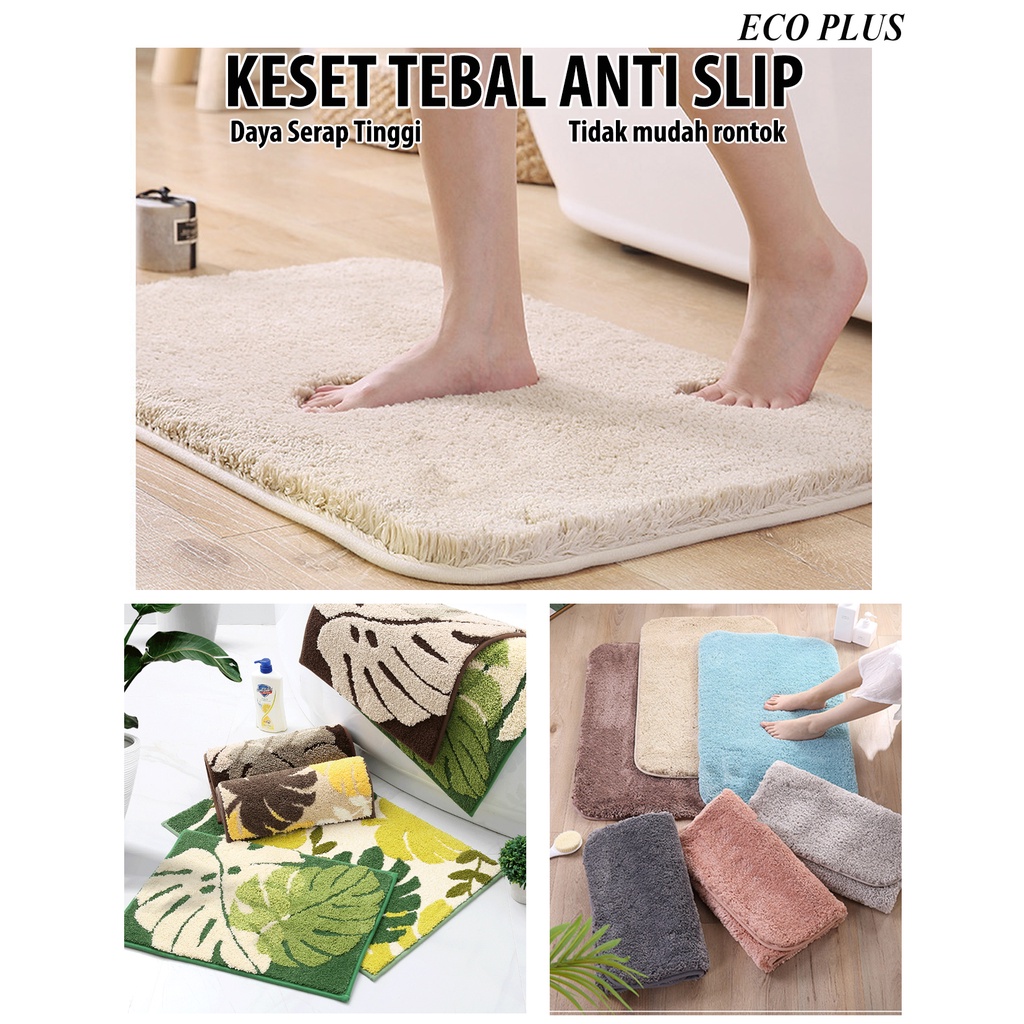 Jual Keset Tebal Microfiber Anti Slip Floor Mat Elegant Motif Daun ...