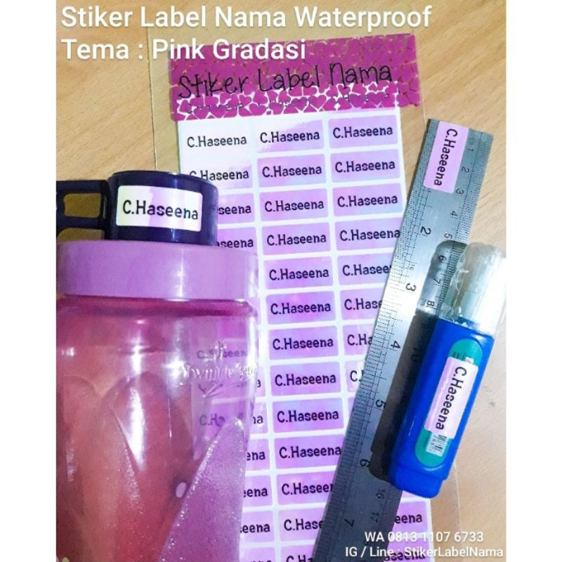 Jual PINK GRADASI ~ STIKER LABEL NAMA WATERPROOF / LABEL NAMA / STIKER ...
