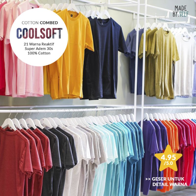 Jual Kaos Polos Coolsoft 100% Ring-spun Cotton Combed Reaktif 30s ...
