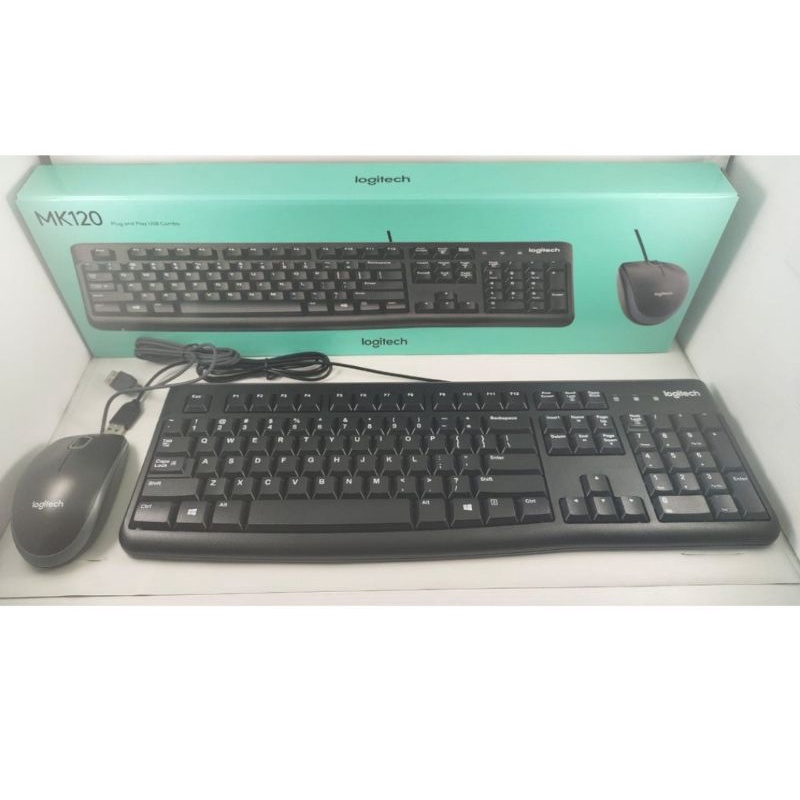 Jual Keyboard Mouse Logitech MK 120 WIRED USB | Shopee Indonesia