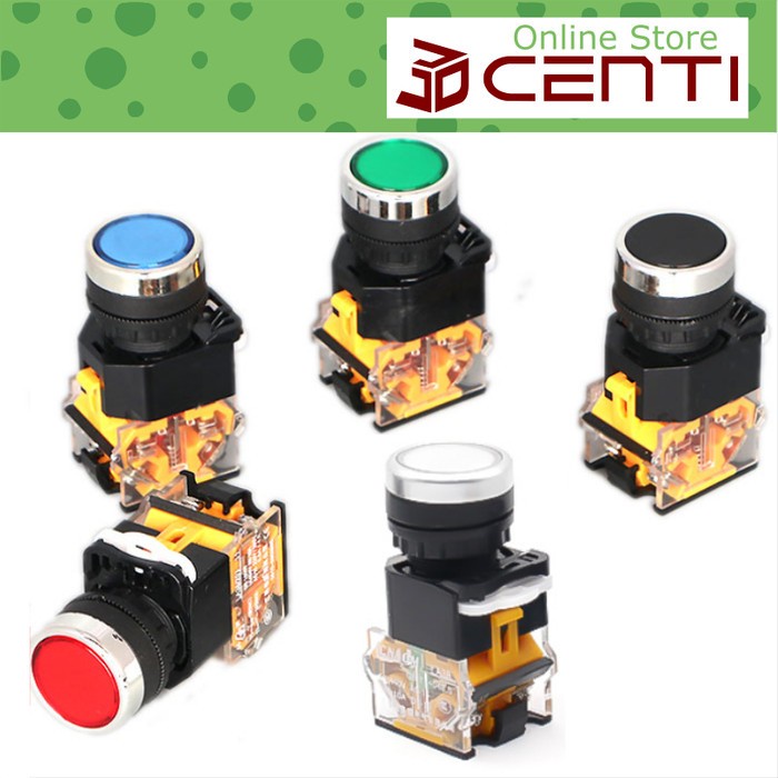 Jual Push Button LA38-11 440V 10A Flat Buttton Switch 22mm Self Lock NO NC | Shopee Indonesia