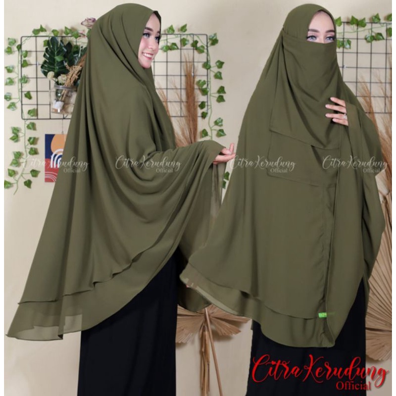 Jual Jilbab Syari Jumbo DOBEL LAYER Ceruty Model Polos GRATIS Cadar Tali 2 Lapis Layer Ceruty ...