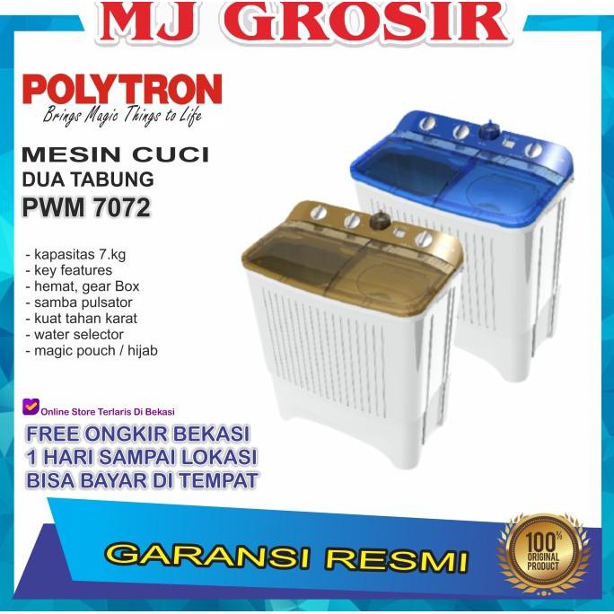 Jual MESIN CUCI POLYTRON PWM 7072 7KG 2 TABUNG PWM7072 7 KG | Shopee ...