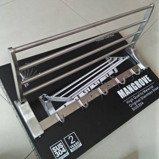 Jual RAK HANDUK STAINLESS 304 LIPAT 4 SUSUN/ GTG BAJU 5 KAIT | Shopee ...