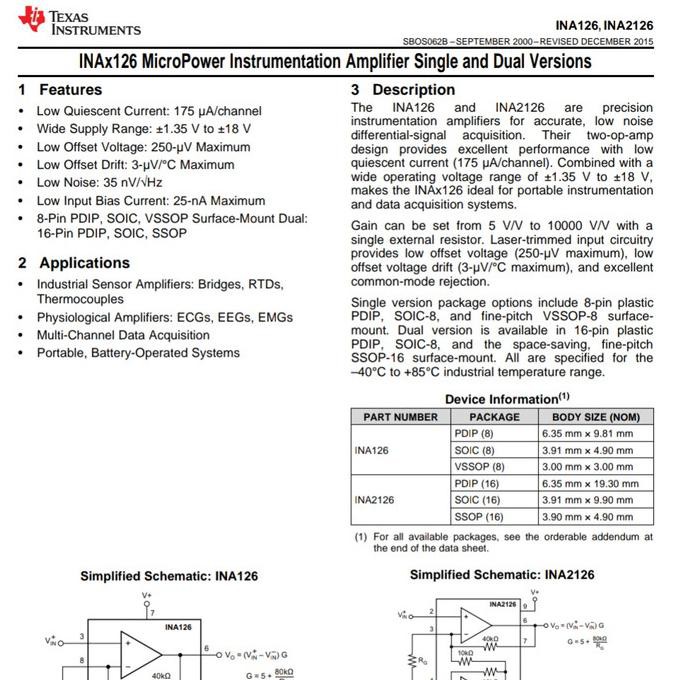 Jual BB INA126/INA126U SOIC Micro Power Instrumentation Amplifier JEJ00 Murah | Shopee Indonesia