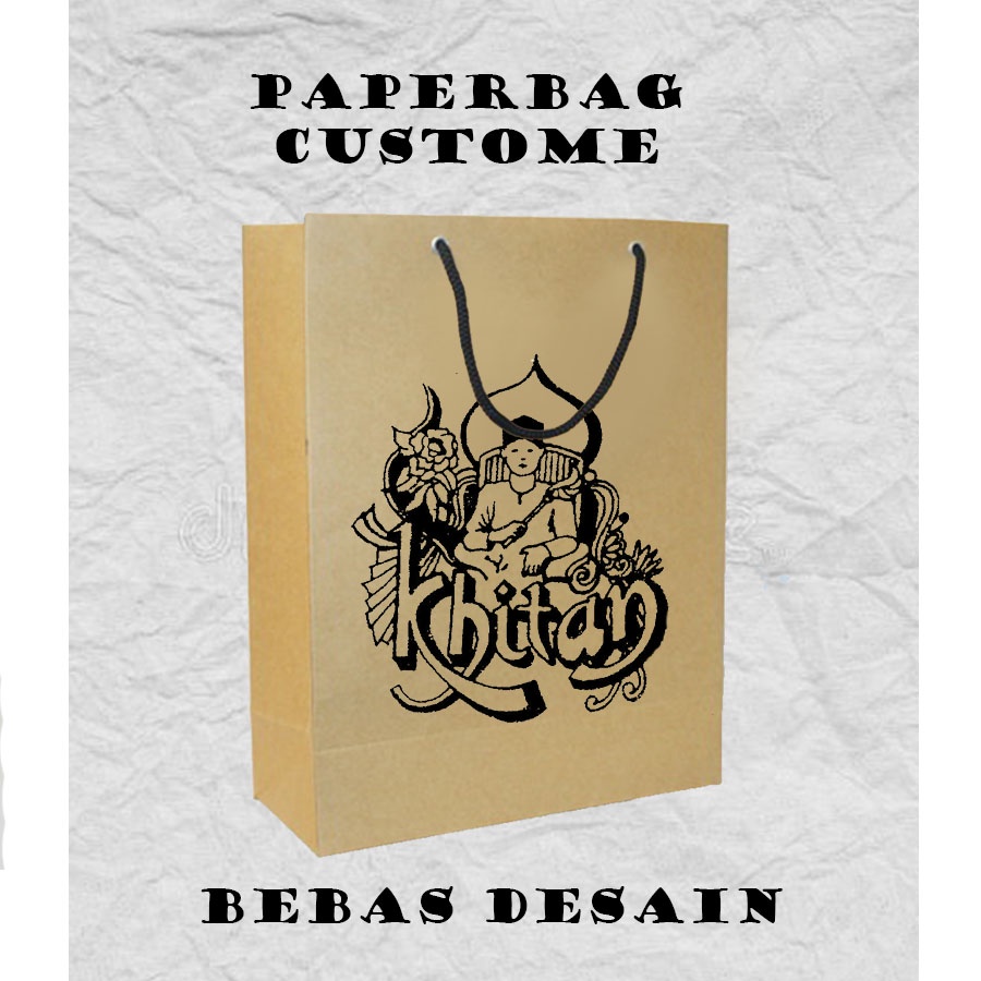 Jual (SABLON KHITAN/SUNAT) Paper Bag Coklat Kado Mini Custom 20x9x29 Cm ...