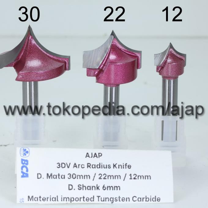 Jual Mata router 3DV Arc Radius Heavy Duty Wood working 3D CNC V Groove ...