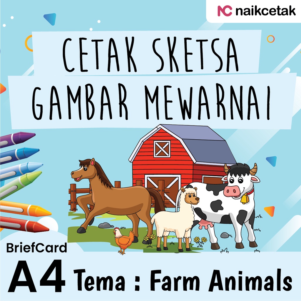 Jual GAMBAR & SKETSA MEWARNAI - TEMA FARM ANIMALS | Shopee Indonesia