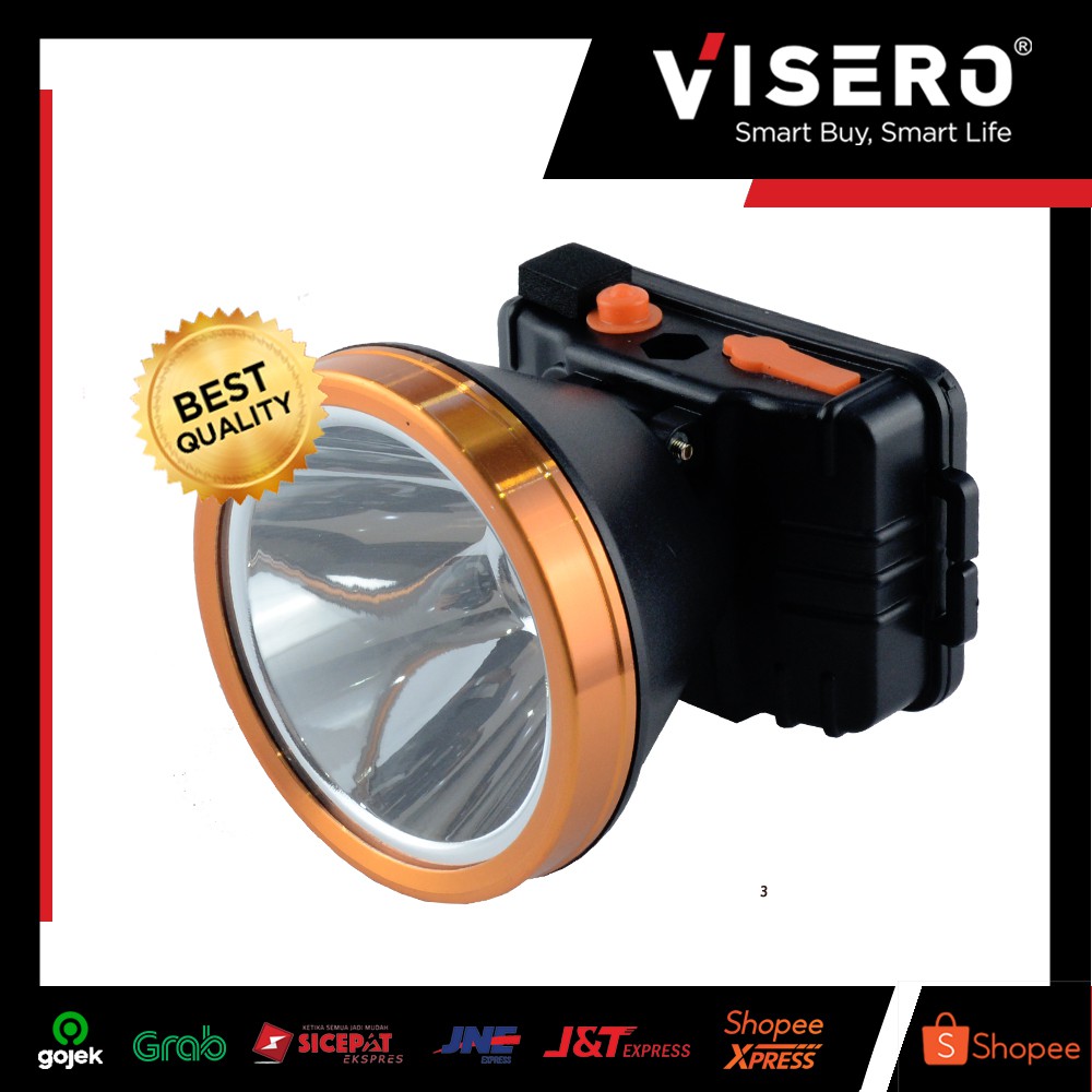 Jual Senter Kepala Besar 45 W Super Terang Bisa Ganti Baterai Visero ...
