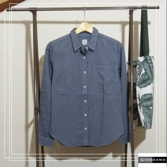 Jual Preloved branded kemeja Giordano abu2 | Shopee Indonesia