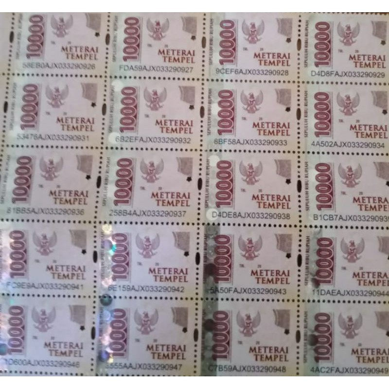 Jual Materai Rp. 10.000 isi paket 25 pcs | Dijamin Asli 100% | Shopee ...