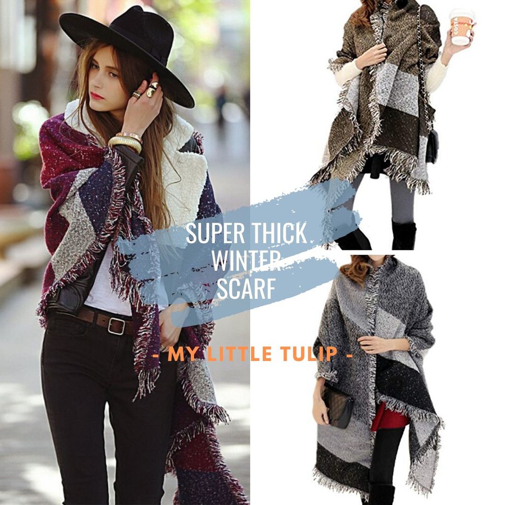 Jual Syal Scarf Lebar Tebal Winter Musim Dingin Autumn Gugur Jalan2 ...