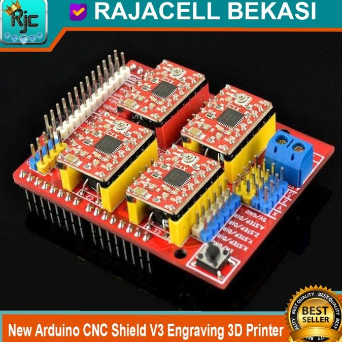 Jual New Arduino Cnc Shield V3 Engraving 3d Printer 4x A4988 Stepper