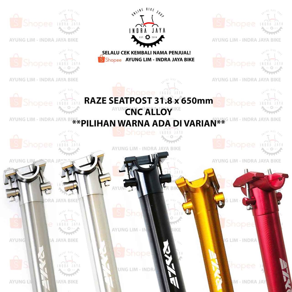 Jual RAZE 31.8 x 650mm CNC ALLOY SEATPOST - SEPEDA LIPAT - BROMIE - 3SIXTY - PIKES | Shopee ...