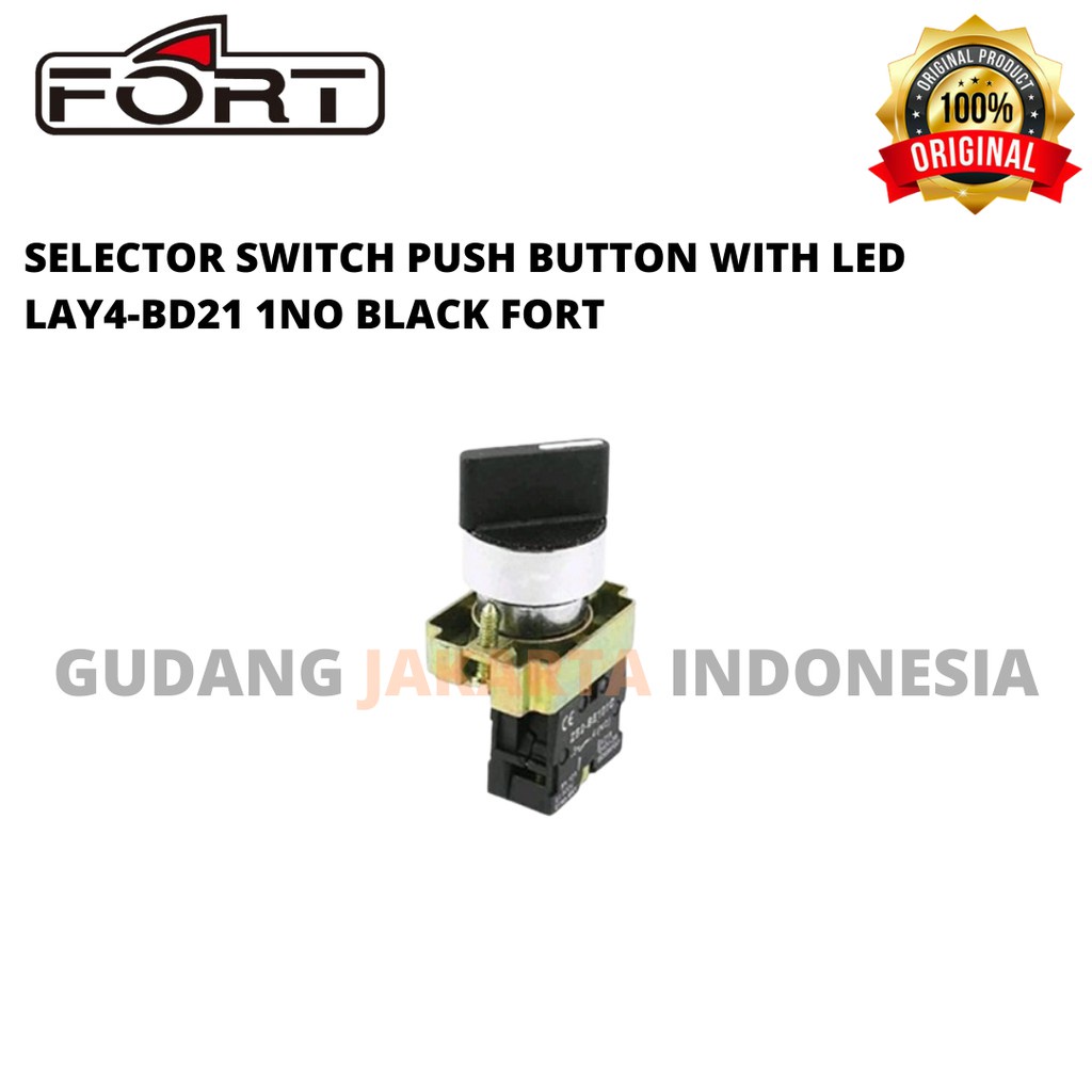 Jual SELECTOR SWITCH PUSH BUTTON WITH LED LAY4-BD21 1NO BLACK FORT ...