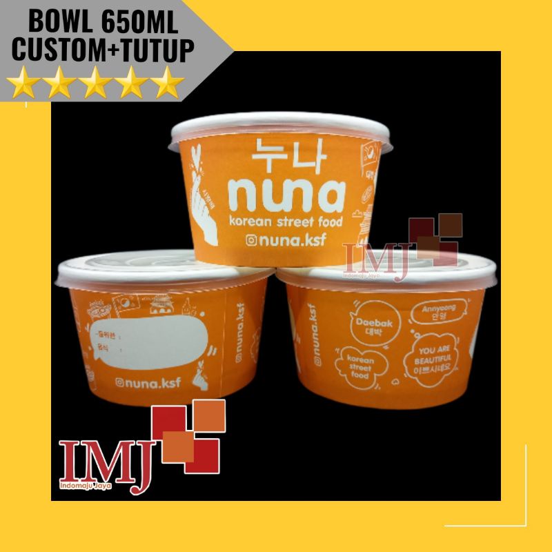 Jual PAPER BOWL 650ML CUSTOM FULL COLOR DAN TUTUP SABLON PAPER BOWL 650 ...