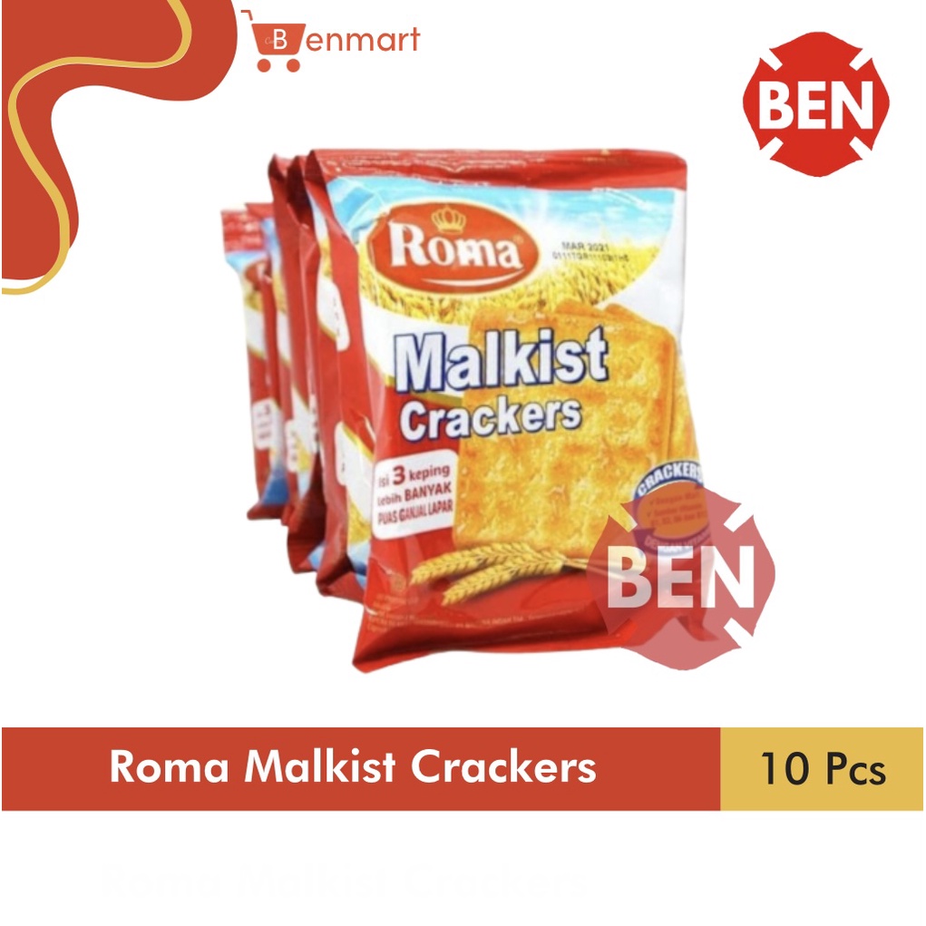 Jual Roma Malkist Crackers 1 Renceng 10 Sachet Pcs Malkis Merah Gula ...