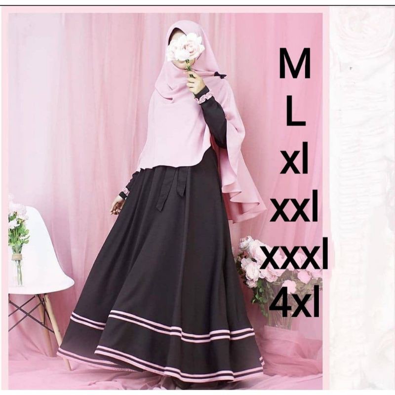 Jual Gamis syar'i set haura gamis set ukuran jumbo L,XL,XXL,XXXL,5L/gamis Busui | Shopee Indonesia