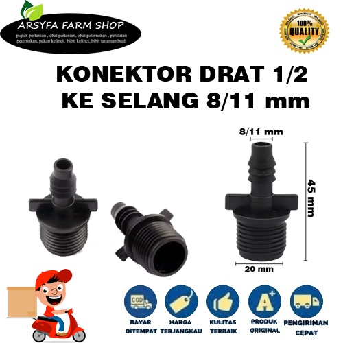 Jual KONEKTOR MALE THREAD 1/2" ADAPTER DRAT LUAR REDUCER 0.5 KE SELANG ...