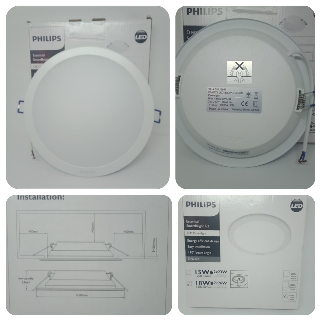 Jual Philips Panel Downlight 18w 18 watt 18 Slim Inbow Ceiling Seri ...