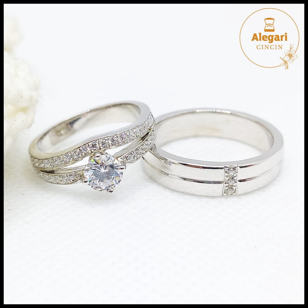Jual Cincin Couple Tunangan Nikahan Perak Asli Sesuai Gambar Bisa ...