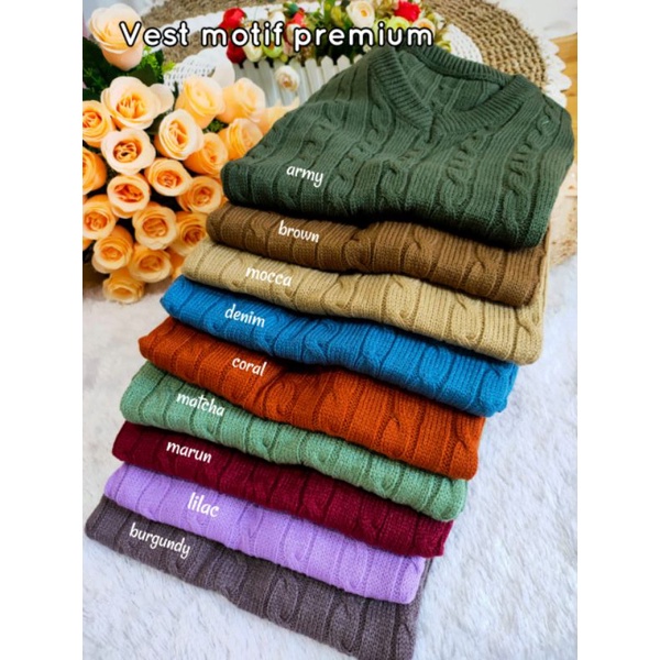 Jual Vest Rajut Polos Premium / Vest Rajut Premium Cewek / Rompi Rajut ...