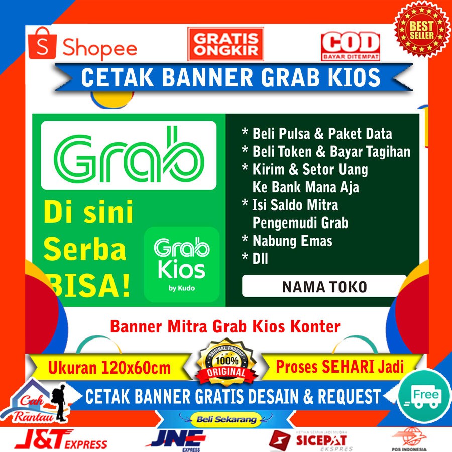 Jual Spanduk Banner GrabKios Kios untuk dagang online Bahan Promosi ...