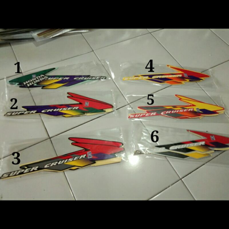 Jual sticker striping lis bodi motor honda tiger 1997 merah. kuning ...
