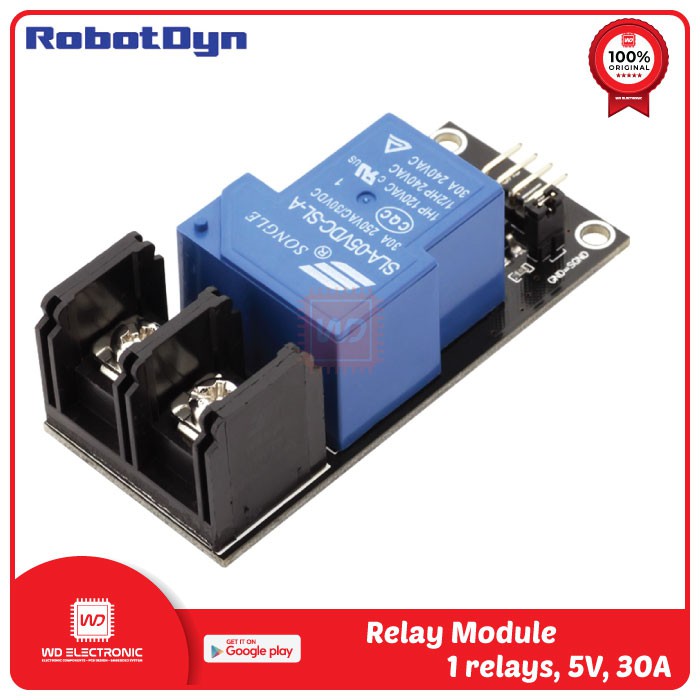 Jual RobotDyn Relay 1 channel 5V 30A relay module | Shopee Indonesia