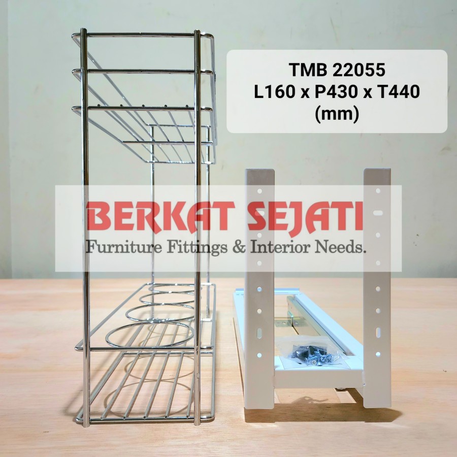 Jual Rak Botol Tarik 2 Susun Bumbu Gelas Kitchen Dapur Lebar 15 atau 20 ...