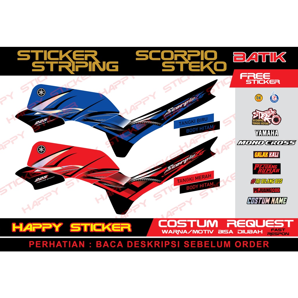 Jual Stiker Striping Scorpio Steko Variasi Motif Batik | Shopee Indonesia
