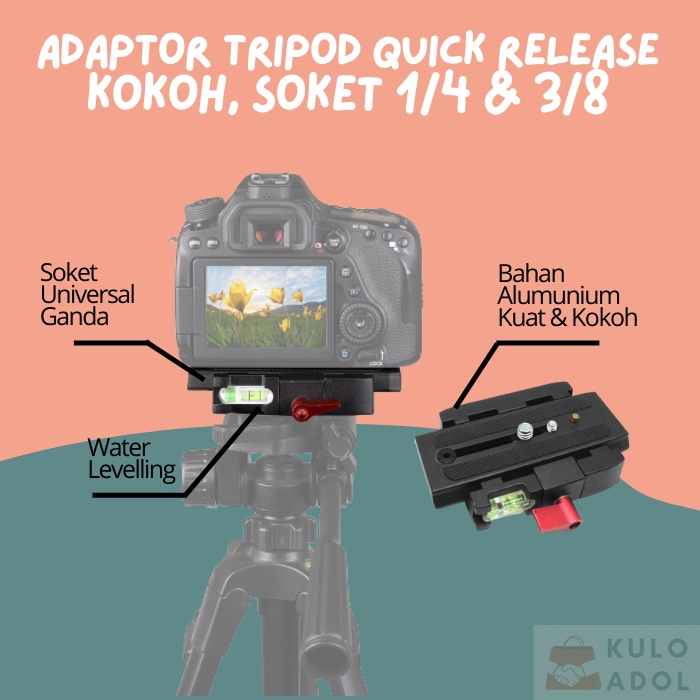 Jual Adaptor Tripod Kamera Dslr Quick Release Plate P200 Socket