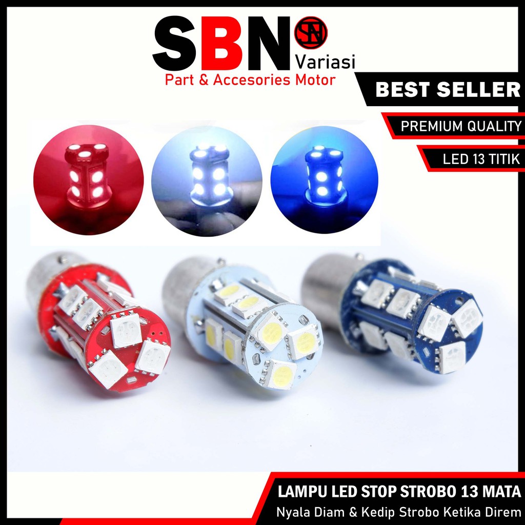 Jual Lampu Stop Rem Belakang / Bohlam Dop Led Stop 13 Mata Flash Strobo ...