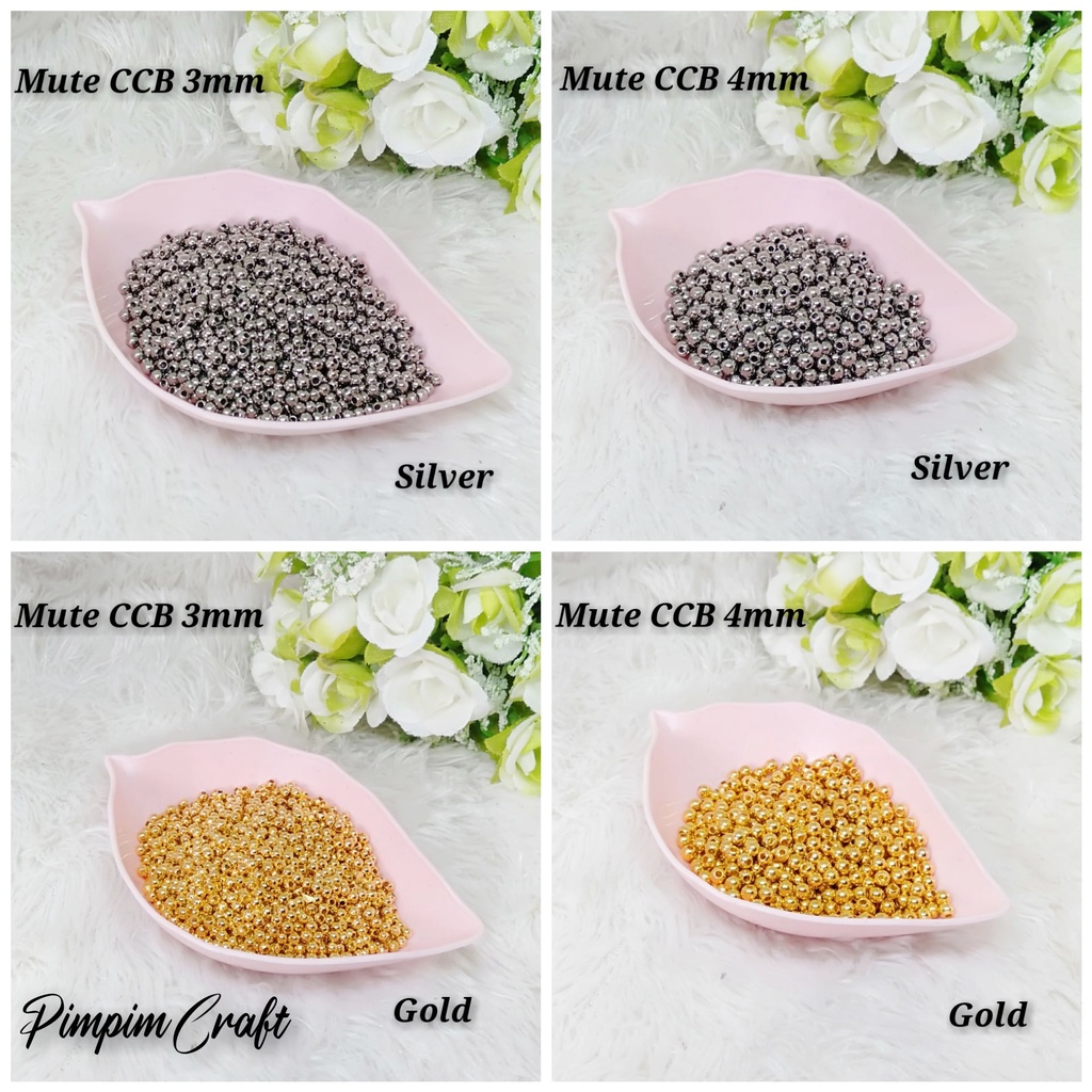 Jual Mutiara Ringan ccb 3mm Dan 4mm Silver Gold 35gr | Shopee Indonesia