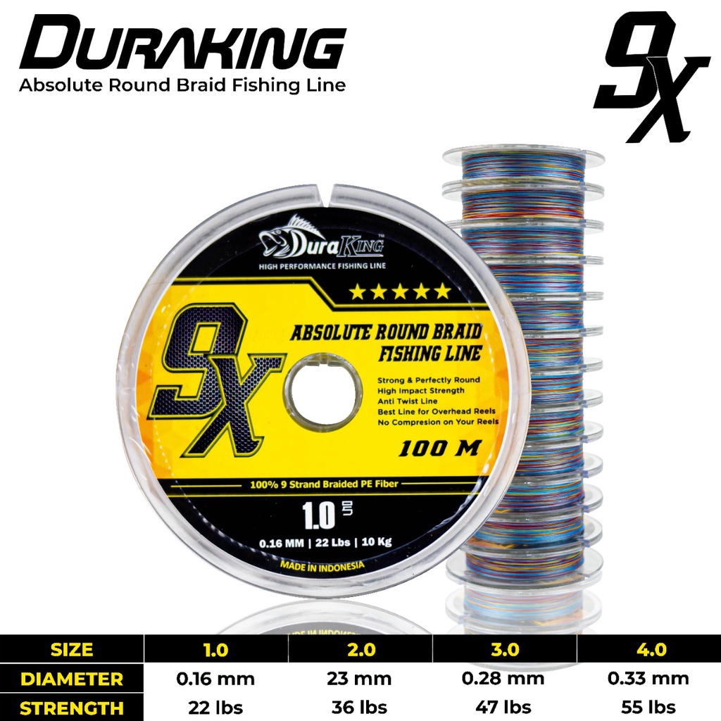 Jual SENAR BRAID DURAKING 9X 100 M ABSOLUTE ROUND BRAID FISHING LINE ...